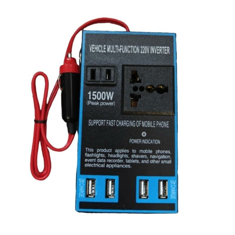 Автомобильный инвертор 1500 Вт, 12/24В→220В с 4 USB