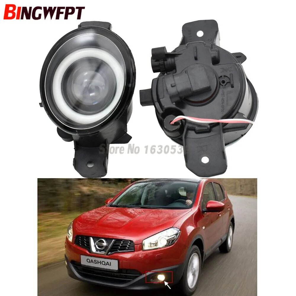 Автомобильные противотуманные фары Angel eye + светодиодные противотуманные фары для NISSAN QASHQAI/QASHQAI +2 (J10, J10) 2007-12, левый и правый