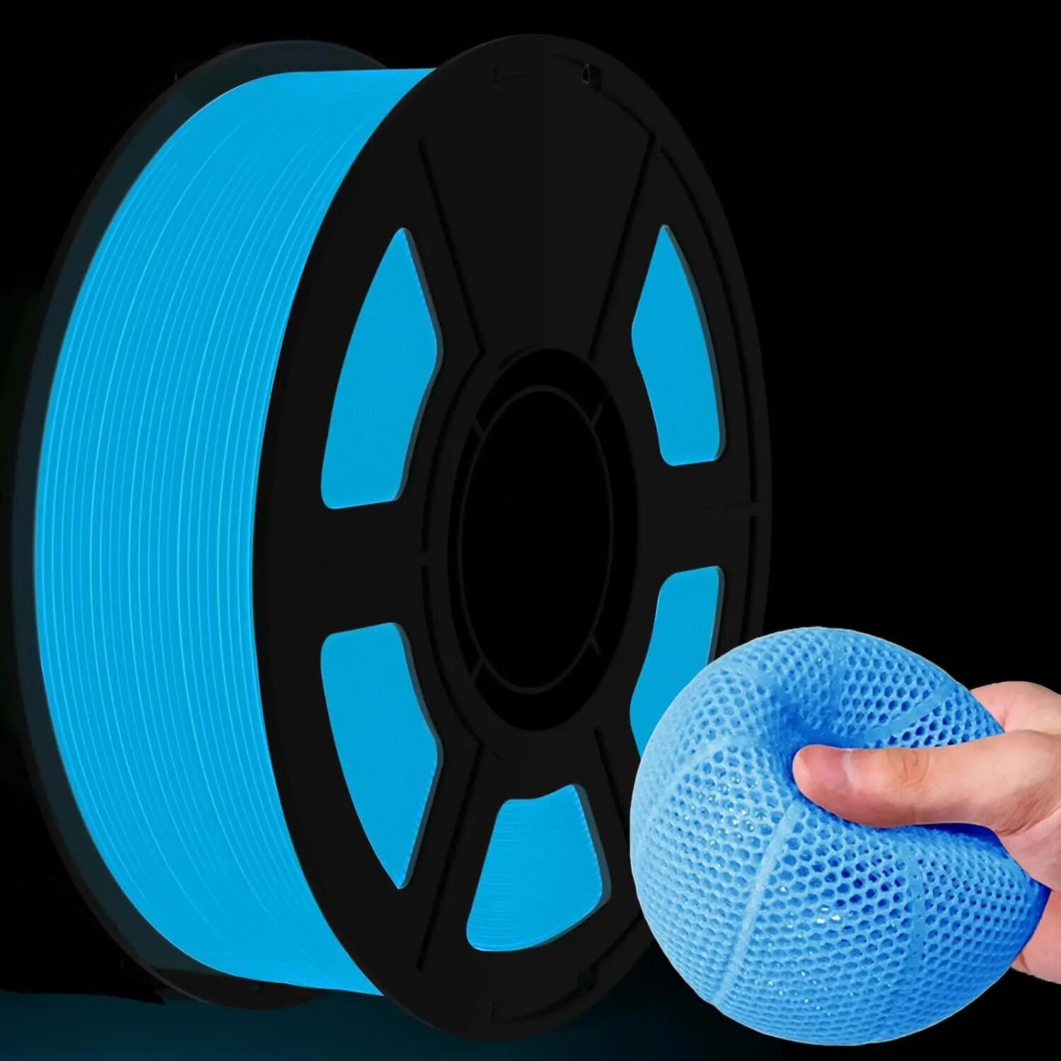 Filajoy3D Светящийся TPU-филамент 95A 1,75 мм синего цвета для 3D-печати Синий, 250g tpu glow blue-