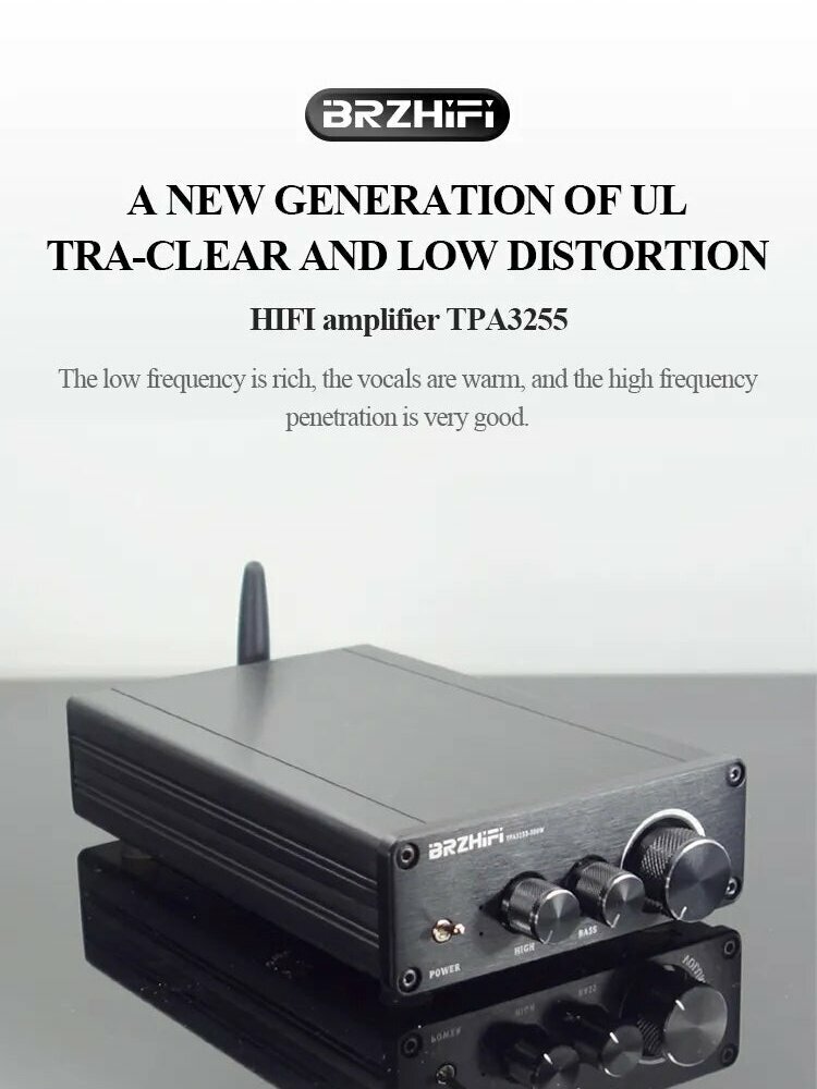 Усилитель BRZHIFI TPA3255, Bluetooth, 2×150Вт+блок питания 24В