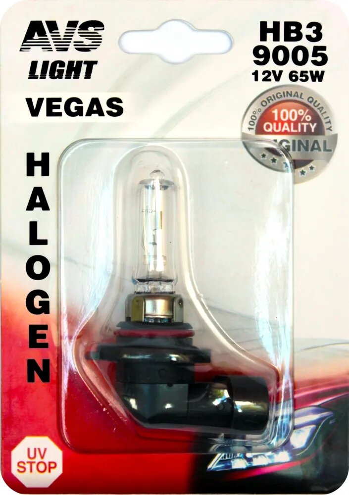 Галогенная лампа AVS Лампа автомобильная Vegas в блистере HB3/9005.12V.65W.1шт.