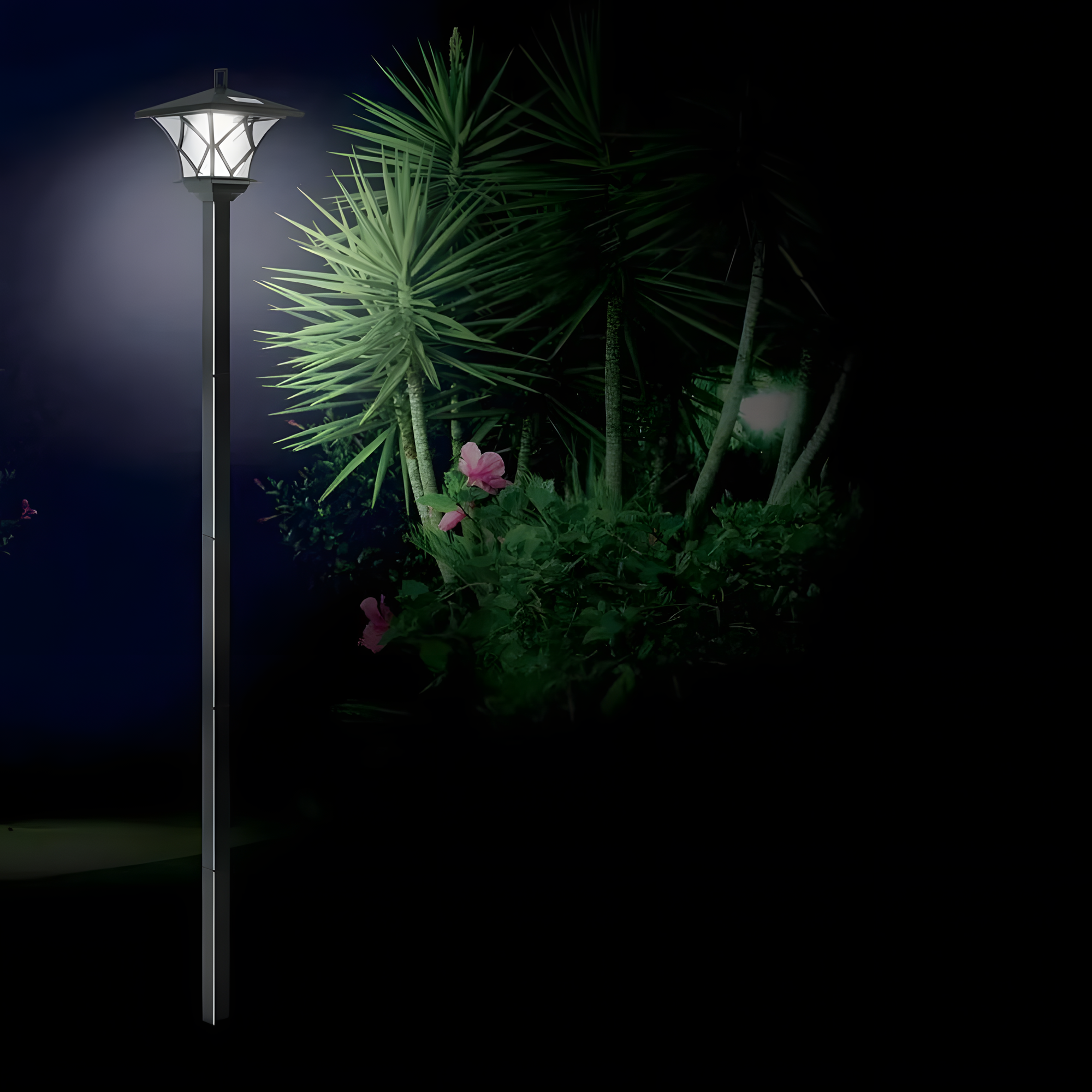 Садовый солнечный фонарь-столб LED, классический дизайн, черный, высота 1,5 м, IP65, для улицы и сада
