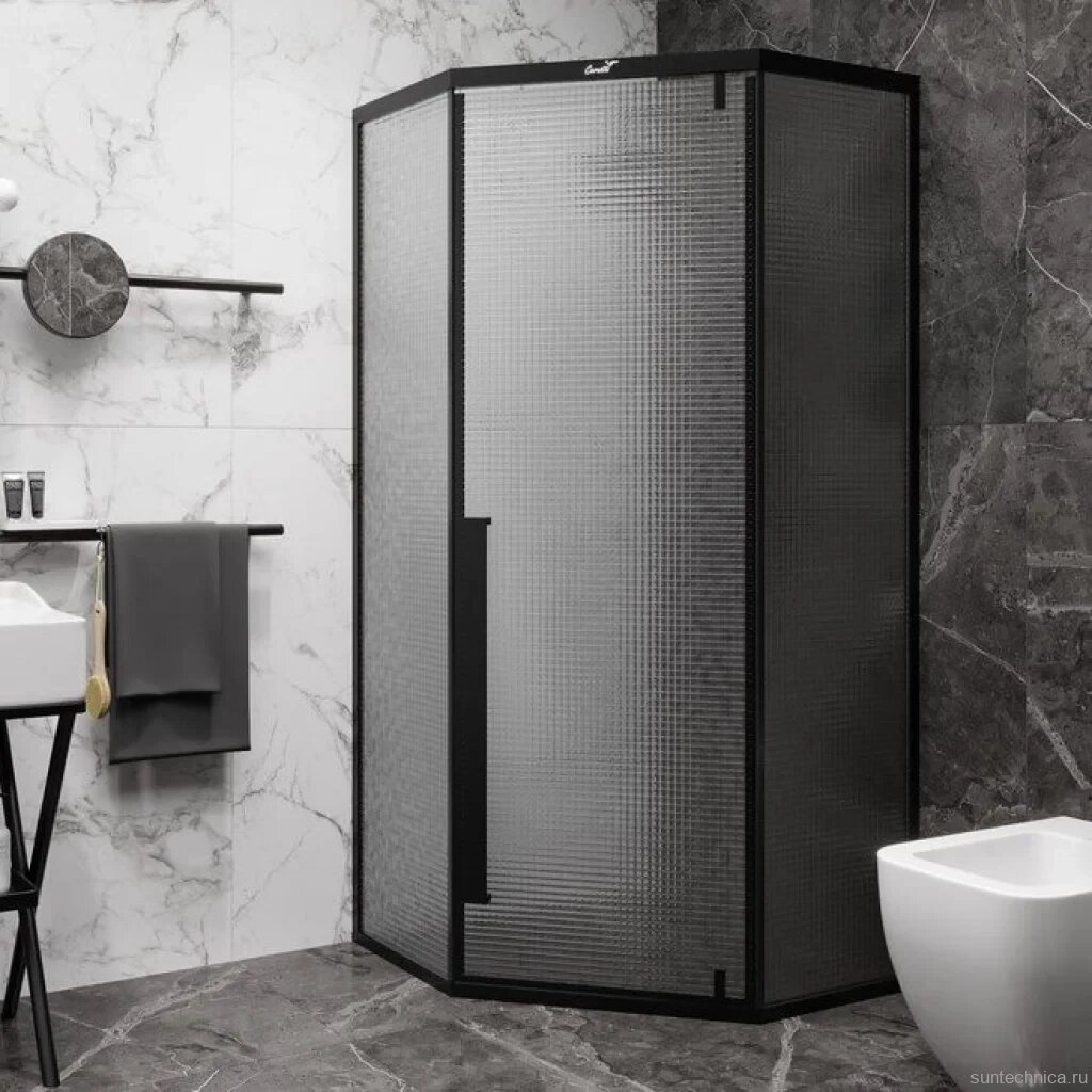Душевой уголок Ceruttispa C3ABD 90x90, профиль черный