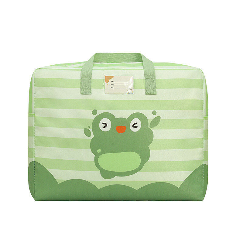 Kids cartoon bedding storage bag with 600d oxford fabric for travel and bedroom organization green m 52 42 24cm