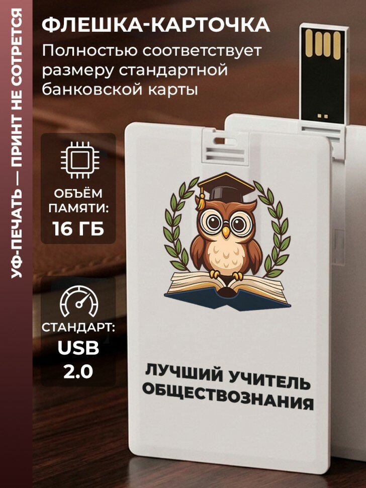 Флешка в виде карты "Лучший учитель обществознания" (16 Гб)
