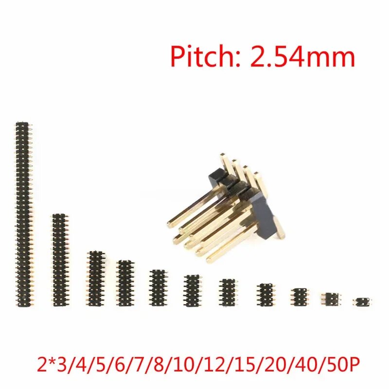 Разъемы SMD/SMT 2.54 мм, двухрядные, 2-50 контактов 2x7P