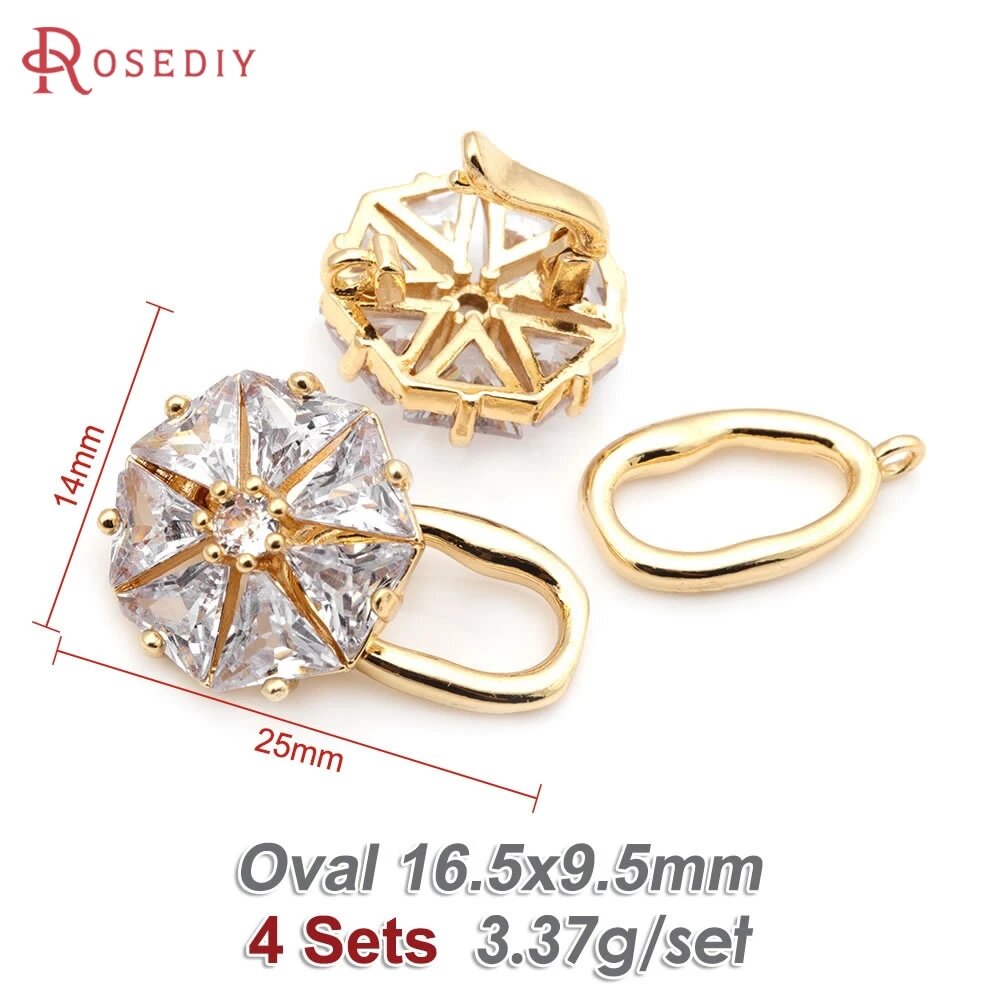 Фурнитура для бижутерии Rosediy, соединители в форме цветка из латуни с цирконами, 18K 49956-White