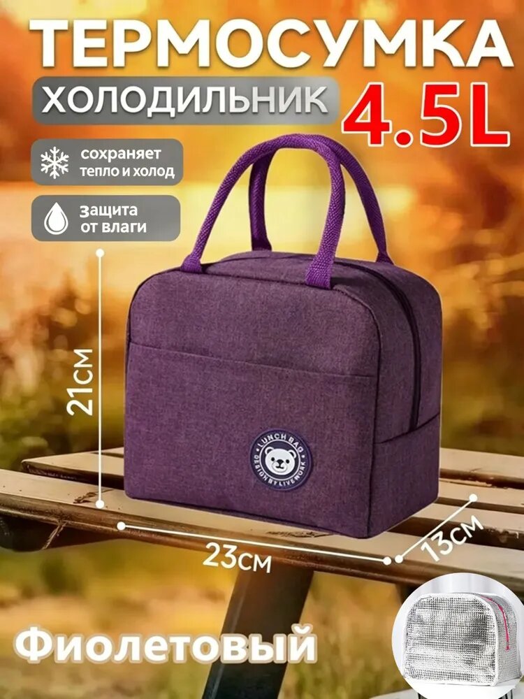 Термосумка для ланч бокса, термобокс для еды, сумка для пикника, ланчей и обедов, 21*23*13cm
