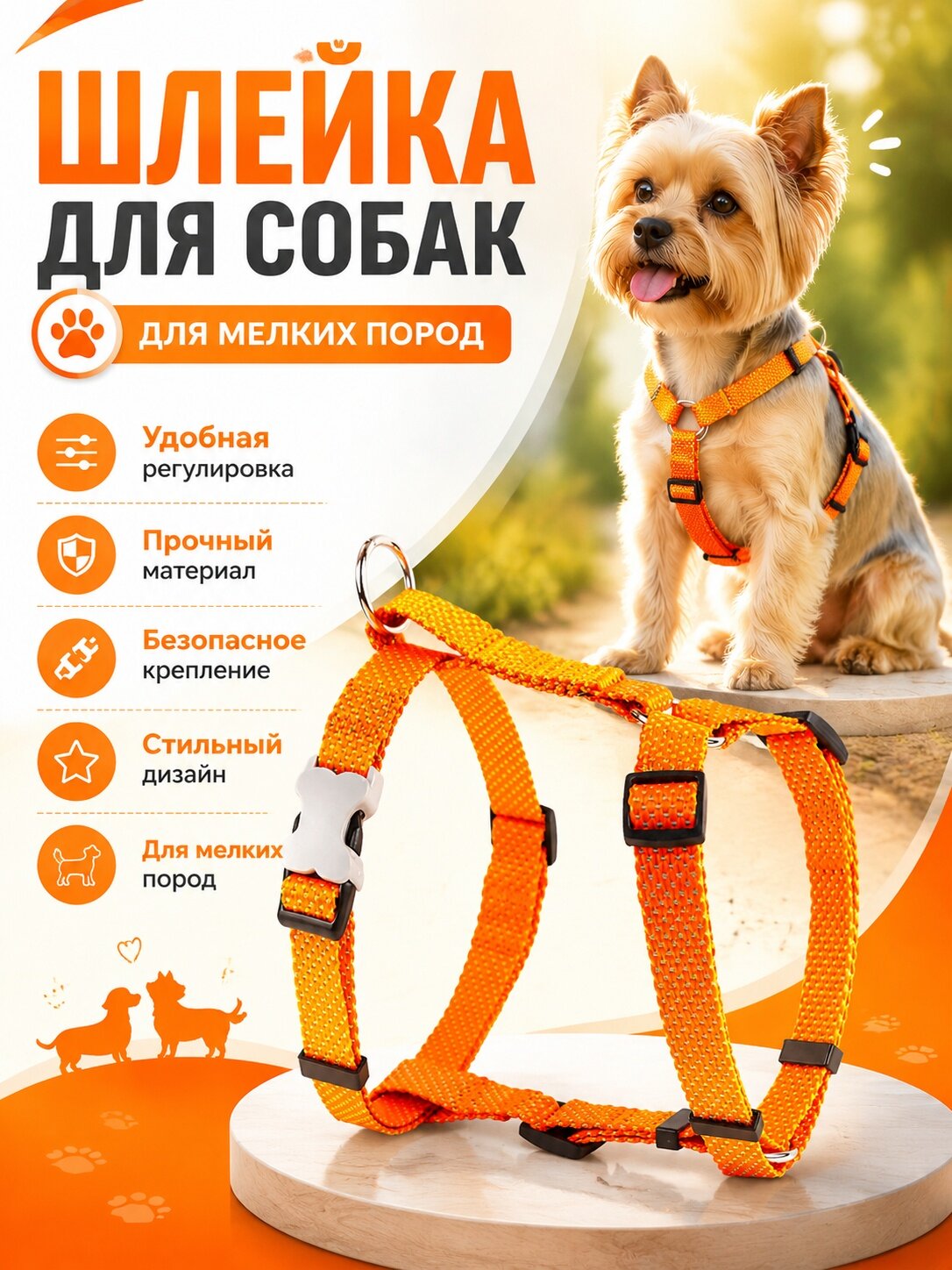 Шлейка для собак, мелких пород, нейлон 1,5 см.