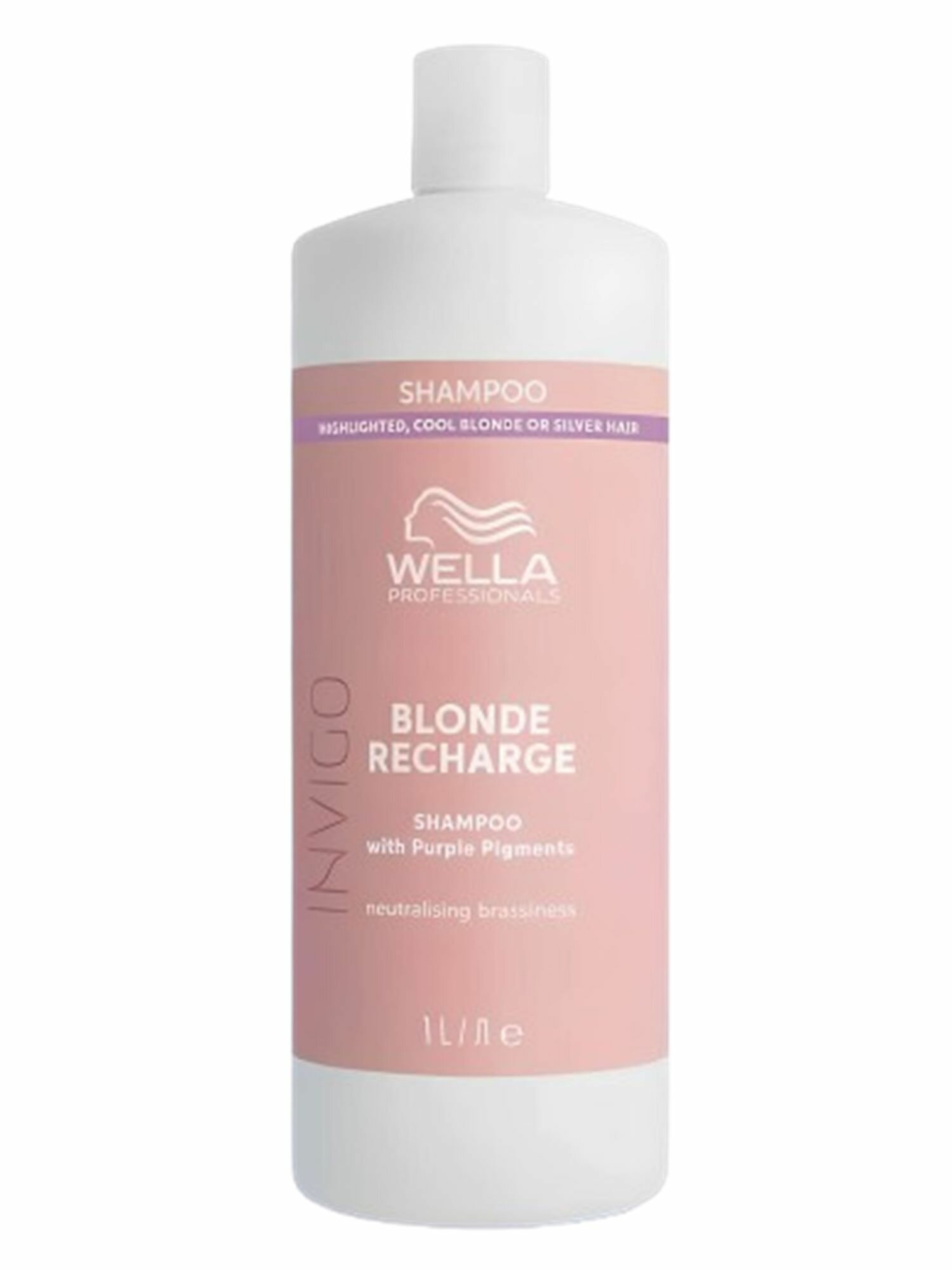 Шампунь-нейтрализатор желтизны для холодных светлых оттенков WELLA INVIGO BLONDE RECHARGE, 1000 мл