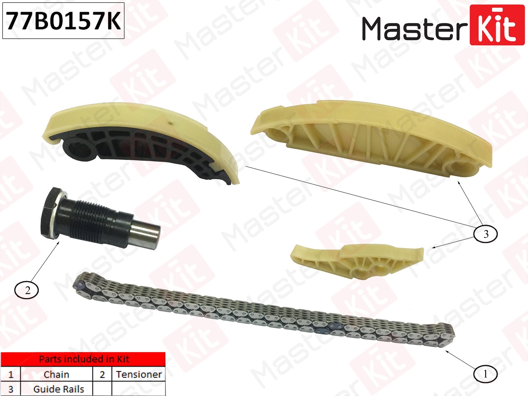 Комплект цепи промежуточного вала Audi A3/A4/A5 Volkswagen Passat/Touran 1.8-2.0 TSI CJXA/C, MASTERKIT 77B0157K