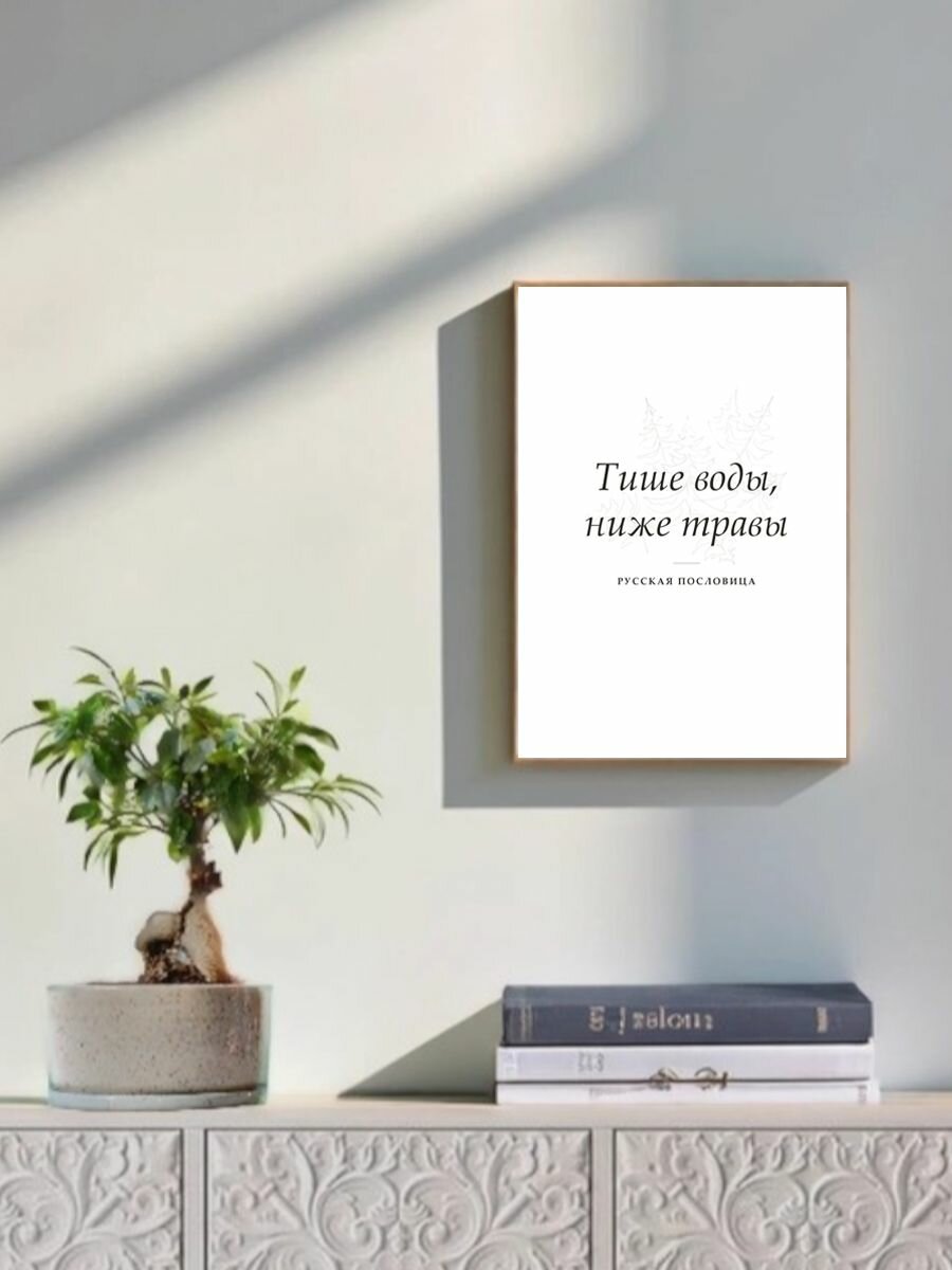 Постер интерьерный Тише воды ниже травы народная мудрость A2 42 59 см