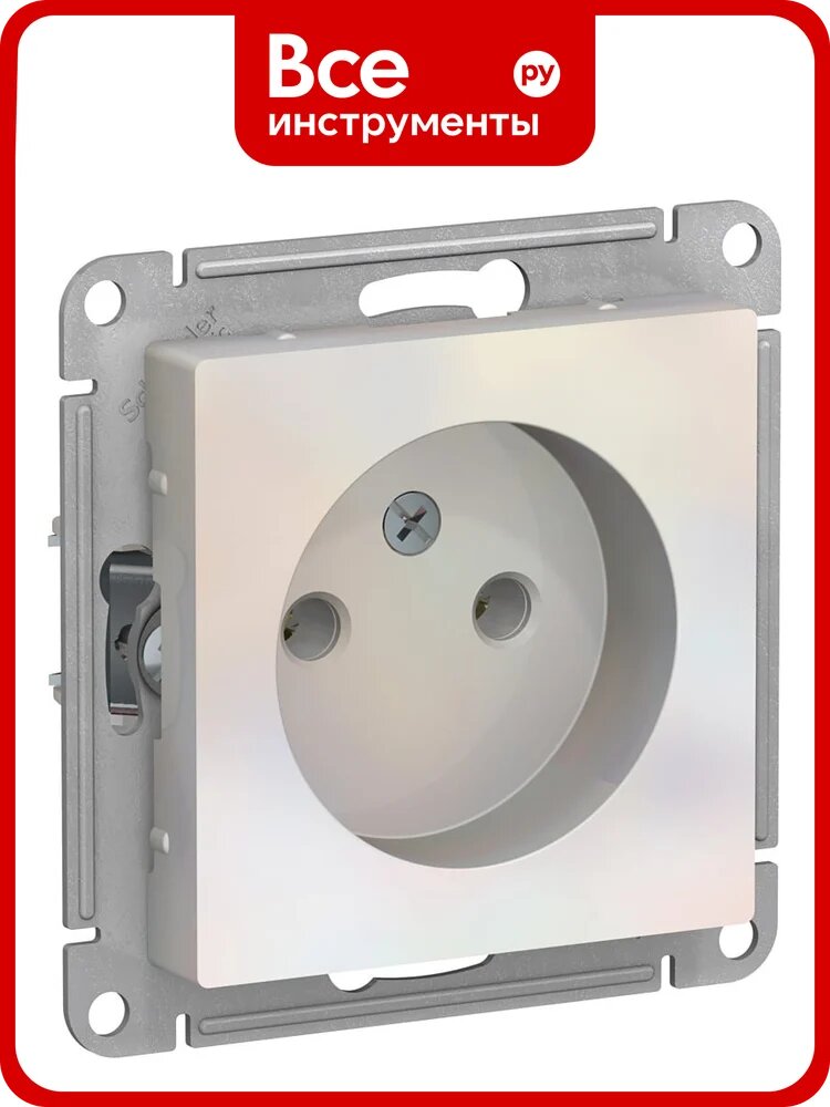 Механизм розетки Systeme Electric 1-м СП ATLAS DESIGN без заземления, 16А, жемчуг ATN000441 1240282