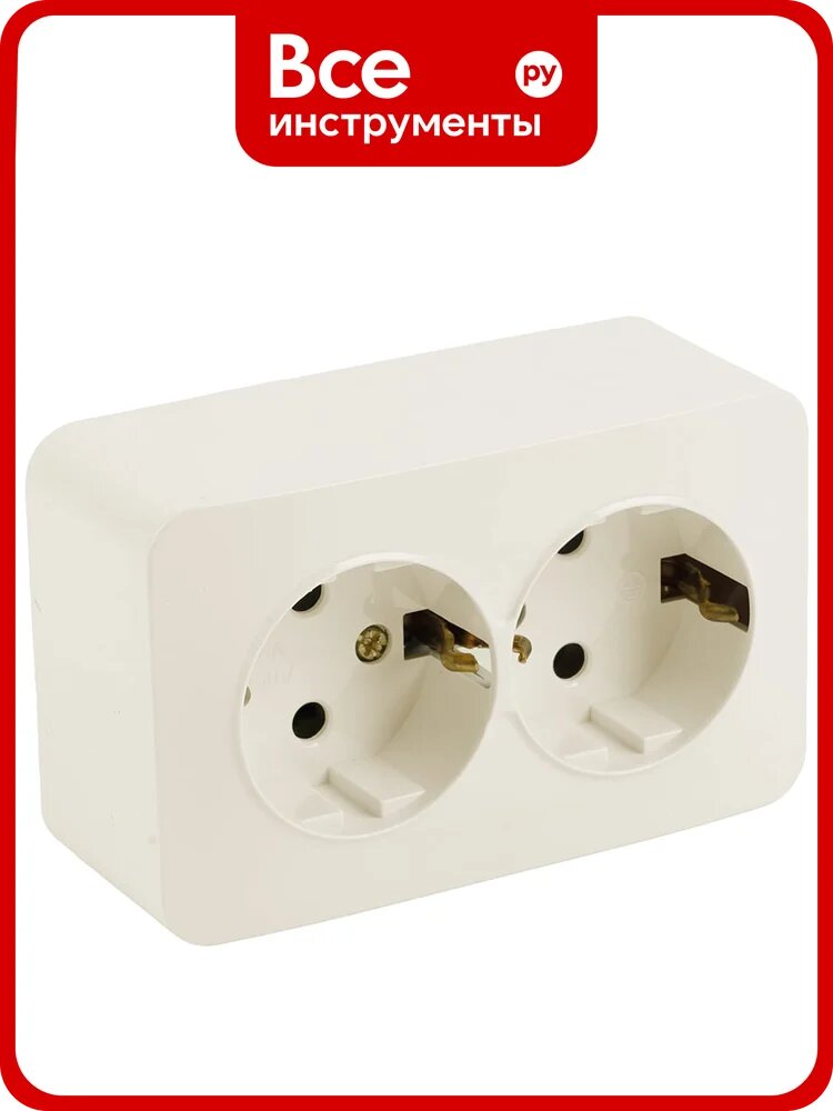 2-местная розетка STEKKER с/з открытой установки 250в, 16а, ip20, серия софия, слоновая кость, mst16-12-04, 49497
