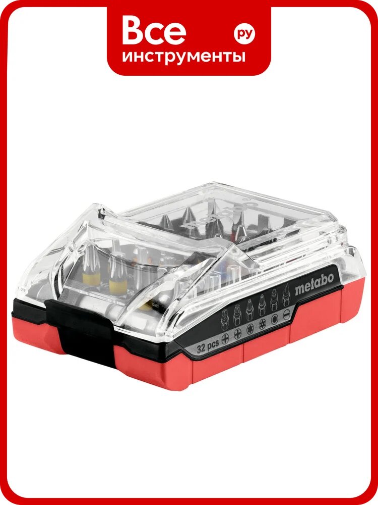Набор бит Metabo 626696000, 32 S2 бита Phillips, Torx, Hex, упакованы в футляр‑аккумулятор