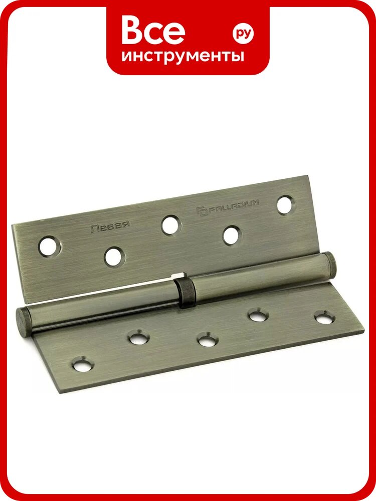 Дверная петля Palladium N 613-S-5" AB левая, стальная врезная карточная петля с гальваническим покрытием античная бронза
