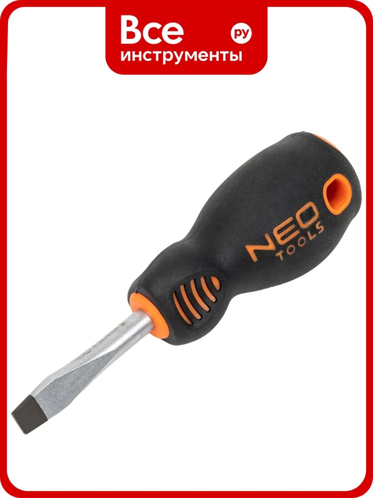 Шлицевая отвертка NEO Tools 6.5x38 мм 04-001, с мелким крепежом, двухкомпонентная рукоять, магнитный CrMo наконечник
