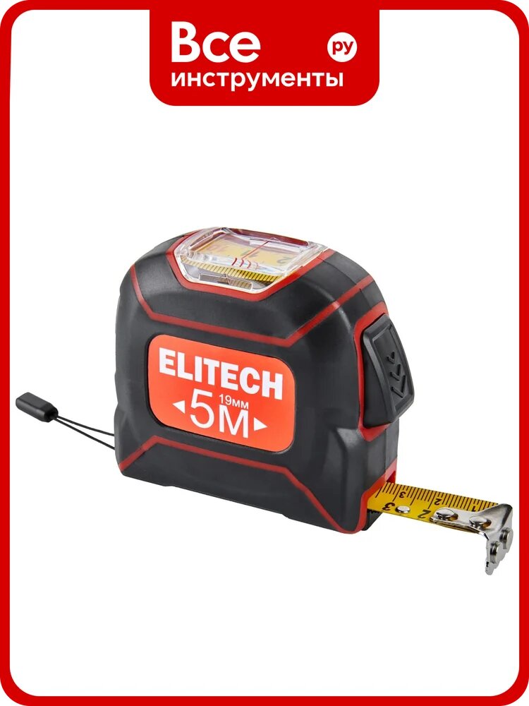 Рулетка Elitech 310501, ABS-пластик, TPR, углеродистая сталь, 5 м