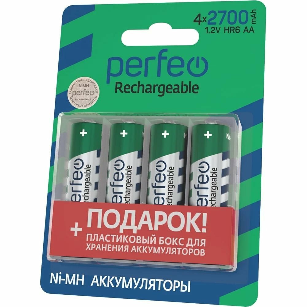 Аккумулятор PERFEO AA2700mAh 4 шт блистер бокс 30 009 110 — фото 1