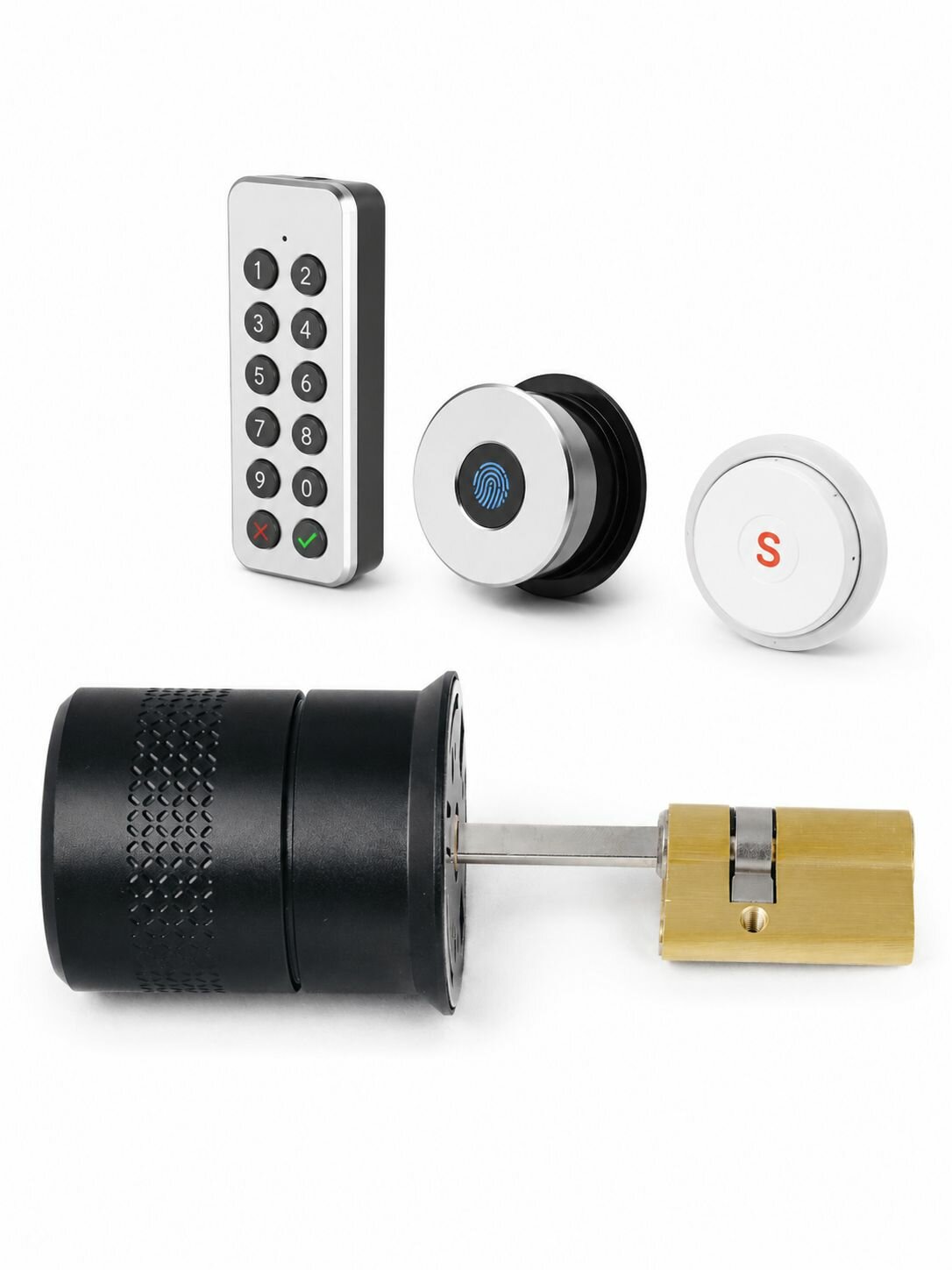 Комплект электронного замка Novilock "Motor Smart Lock", с кодовой панелью и считывателем отпечатка