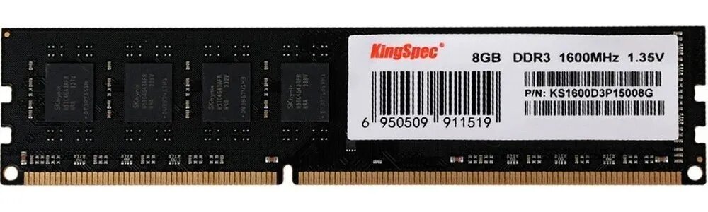 KingSpec Оперативная память DDR3, 1600 МГц, 1 x 8 ГБ (KS1600D3P1508G)