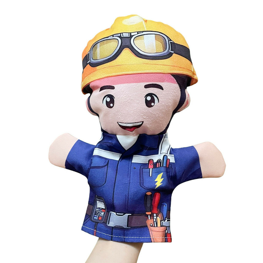 Professional person plush finger puppet toy with soft pp cotton for kids play and collectible items electrician