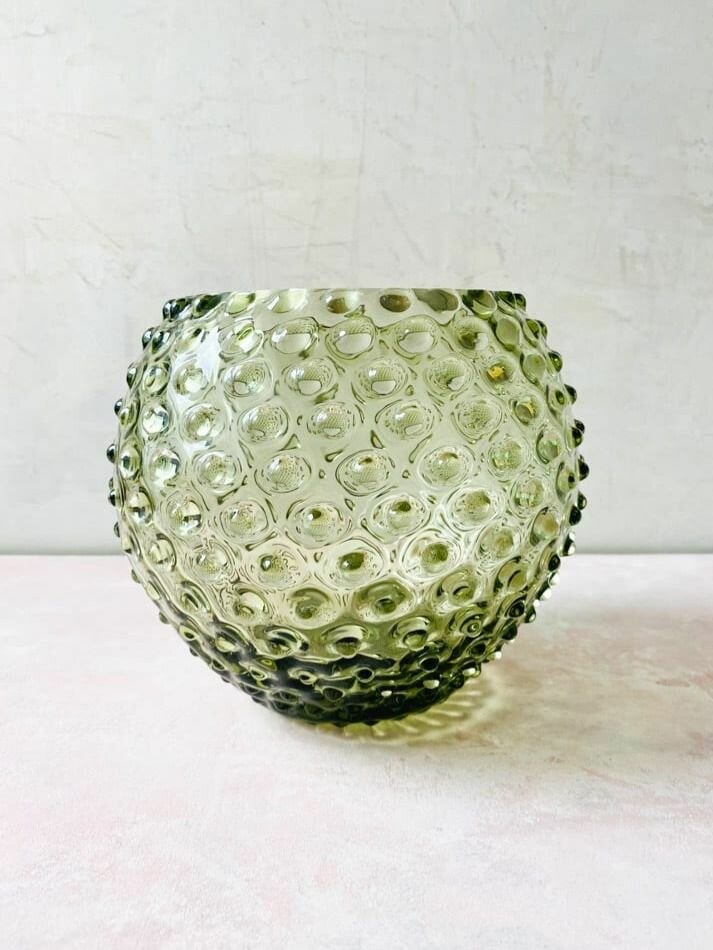 Ваза круглая "Anna von Lipa" 17х18 см, Hobnail Birdie Globe, Olivegreen