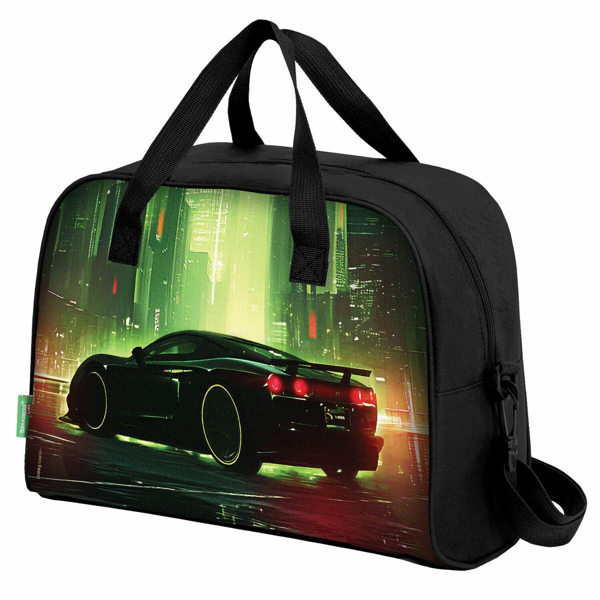 Сумка для занятий Brauberg Kids "Green city", с ручками, с плечевым ремнем, подкладка, 35x25x15см (274630)
