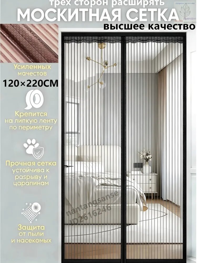 Сетка москитная/Сетка антимоскитная на дверь Размер 120x220