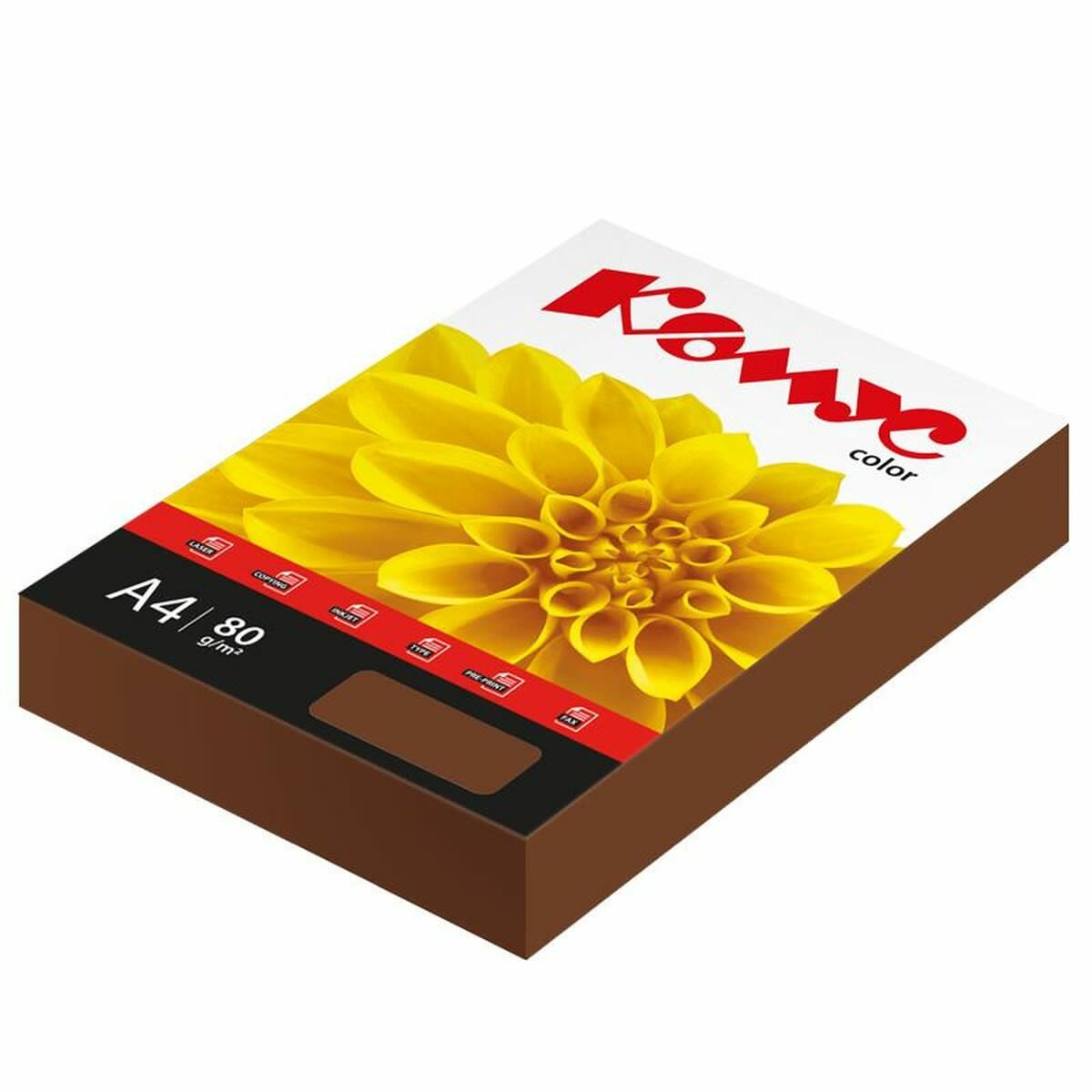 Бумага цветная А4 Комус Color, интенсив шоколад, 80 г/кв. м, 500 листов (619980), 5 уп.