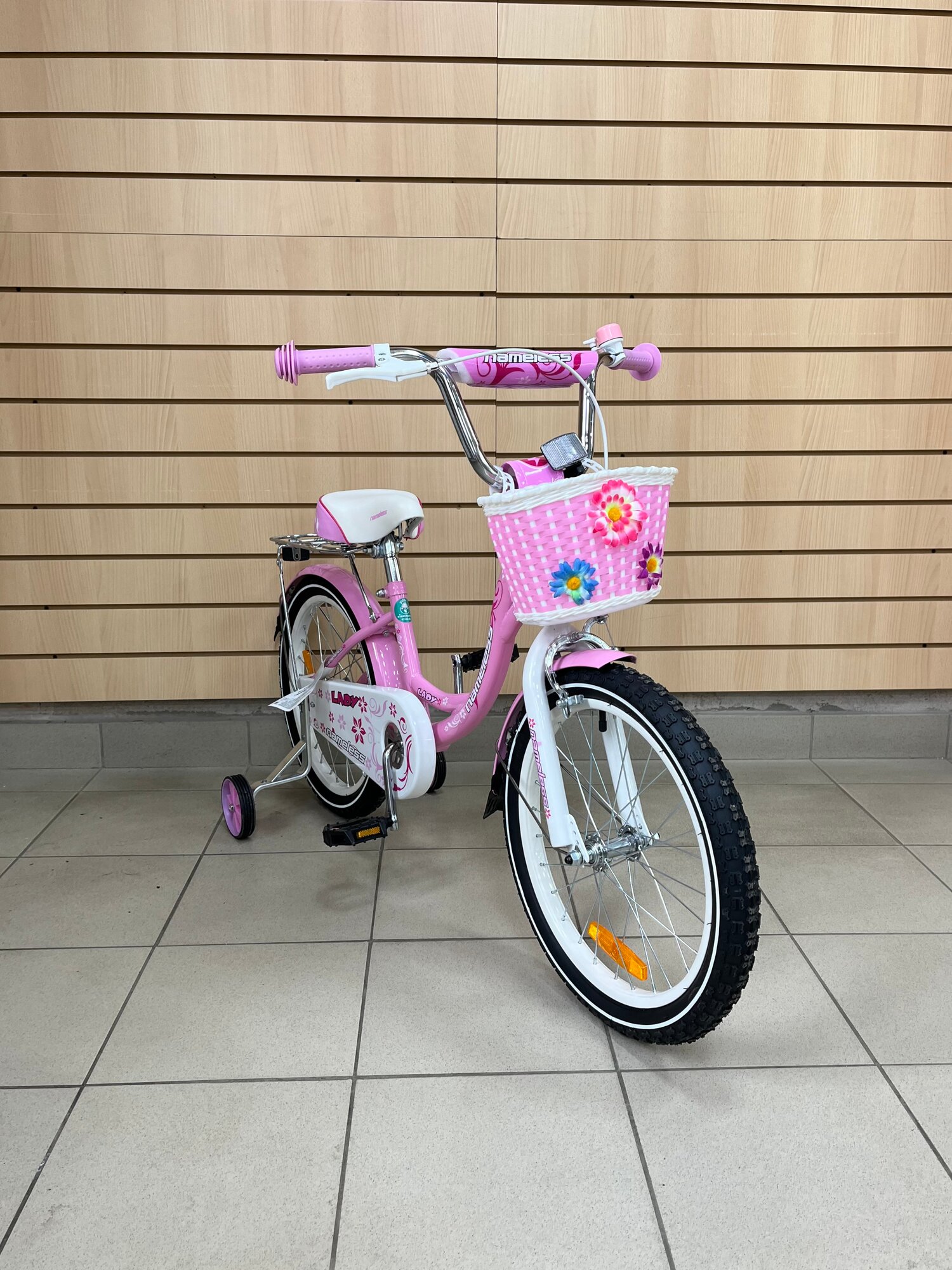 Велосипед детский BREND NAMELESS ORIGINAL LADY, диаметр колёс 16", с корзиной, рама сталь, розовый