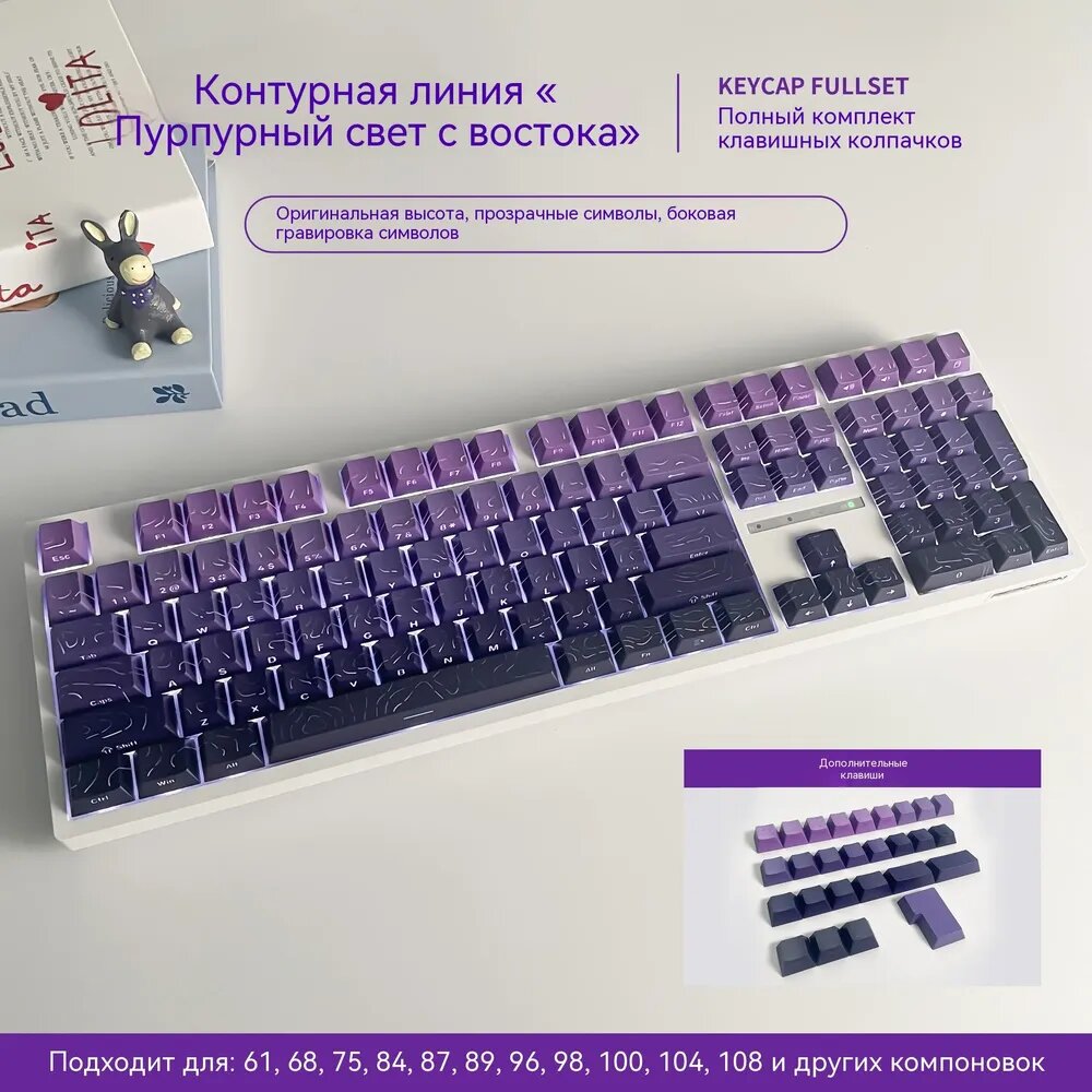 Механическая крышка клавиатуры PBT, 133 клавиши, градиентный цвет, полупрозрачный