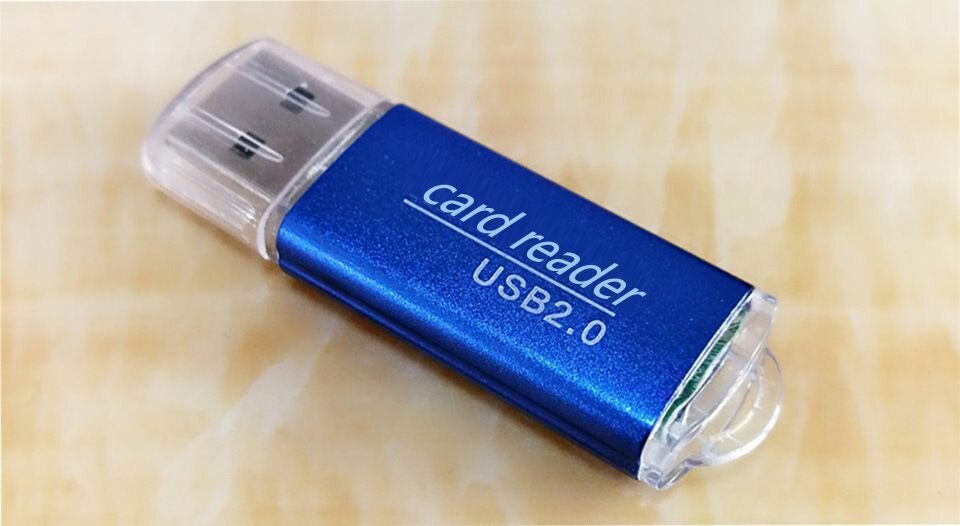 Картридер usb для microSD карт памяти синий