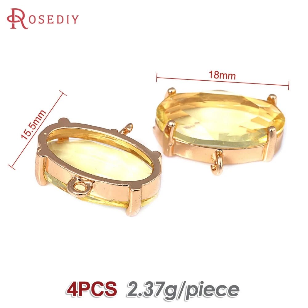 Подвески-шармы Rosediy, латунь, 18К золото, овальные, 2 отверстия 46493-Light Yellow