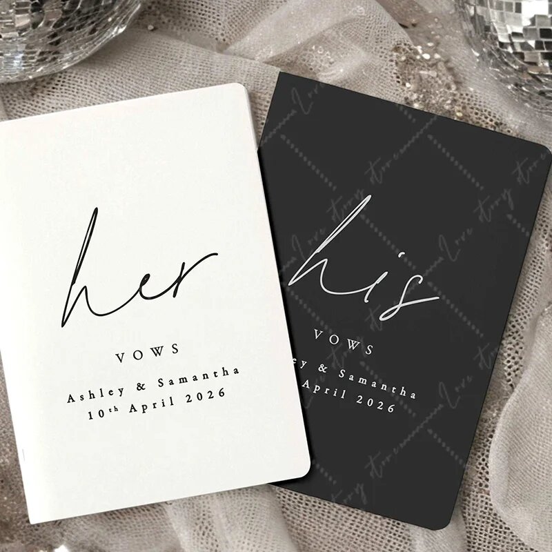 Персонализированные книги для клятв жениха и невесты Серый, Black and White Set, STYLE 1