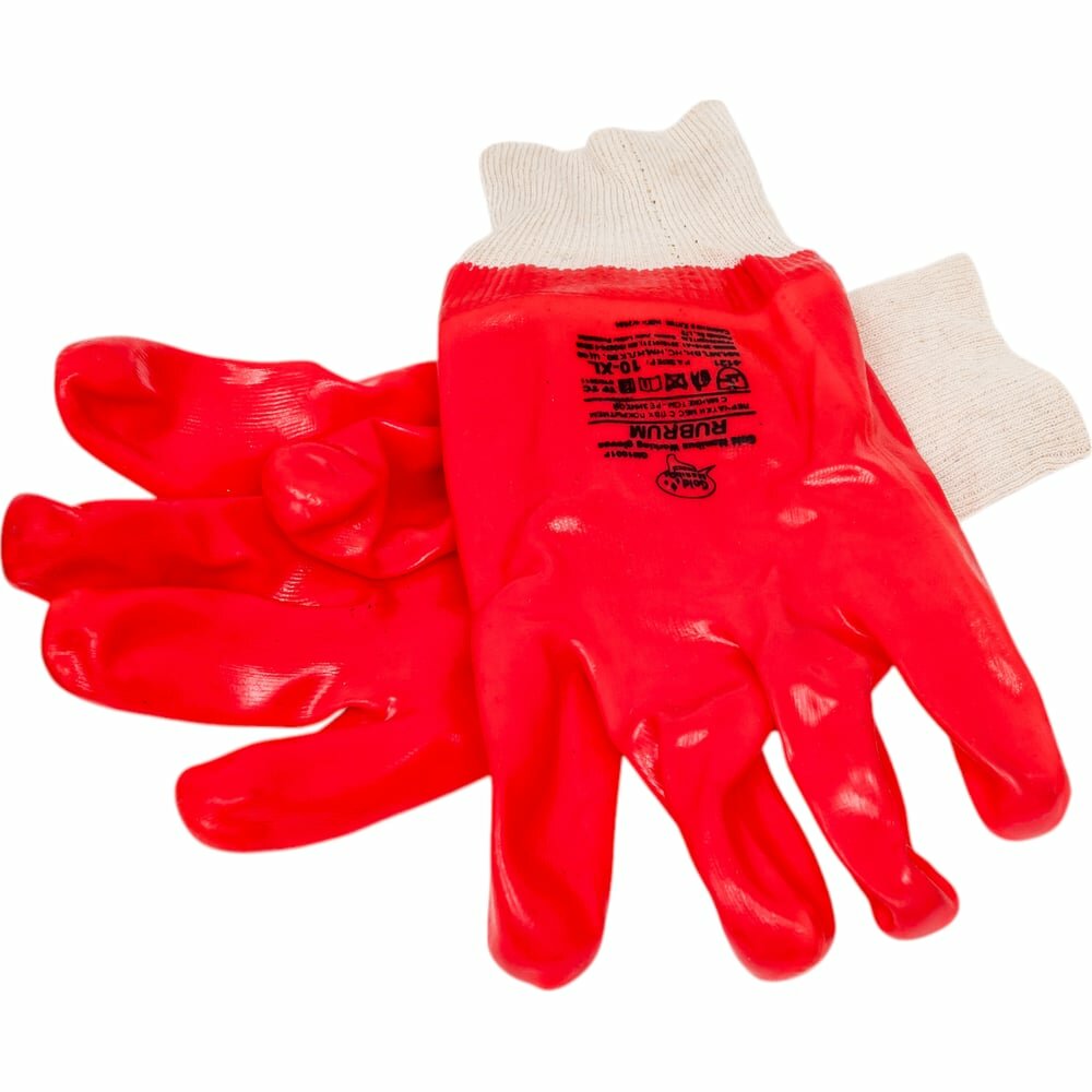 Перчатки МБС Gold Manibus Rubrum с ПВХ покрытием с манжетом-резинкой р.10 (XL) GM1001P-10