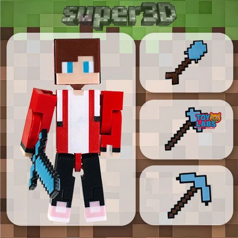 Шарнирная фигурка (ДжейДжей и МайКи) из Minecraft, 3D-печать, коллекционная игрушка для мальчиков, подарок фанату