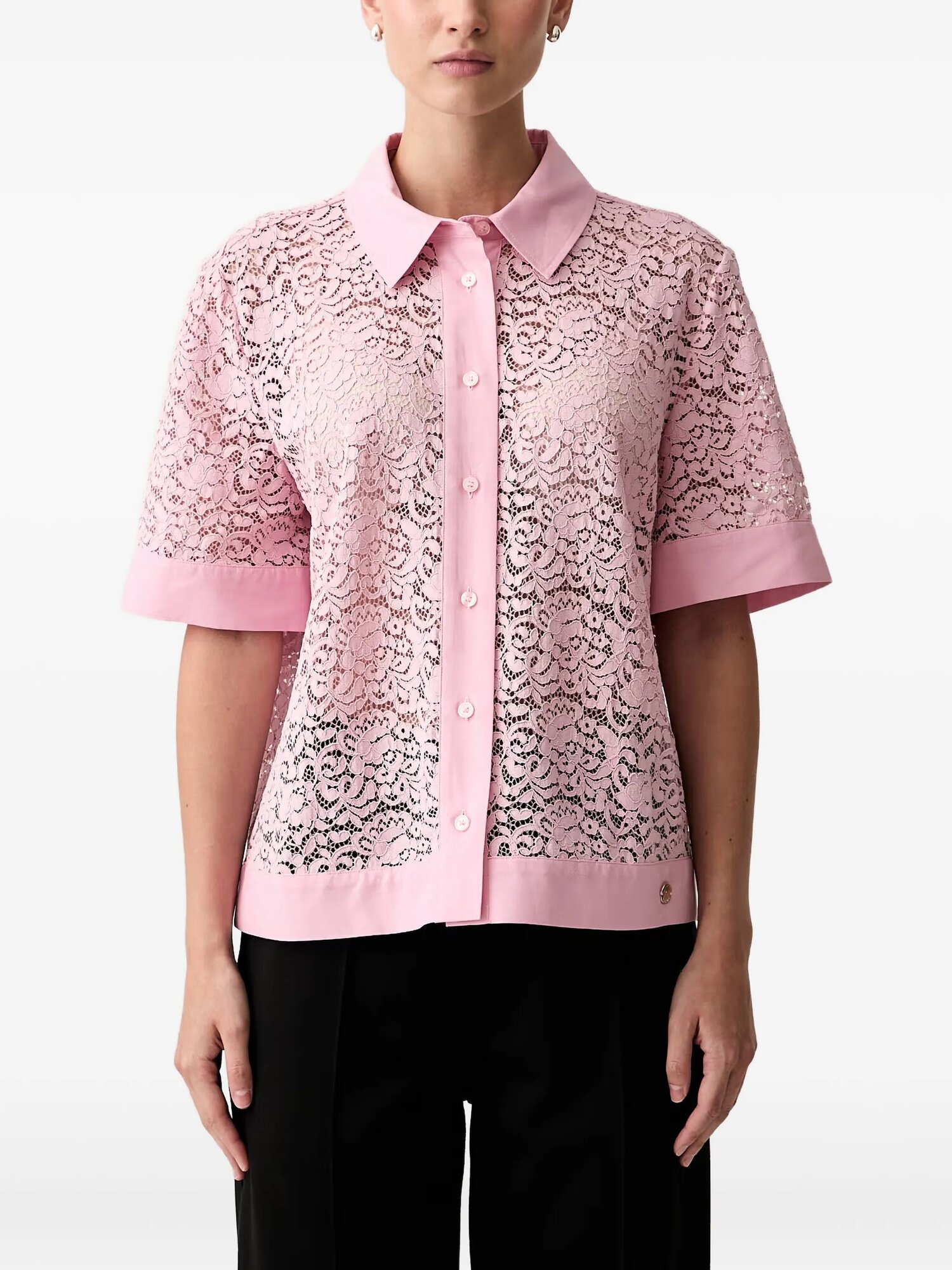 Рубашка Lace-overlay short-sleeve shirt