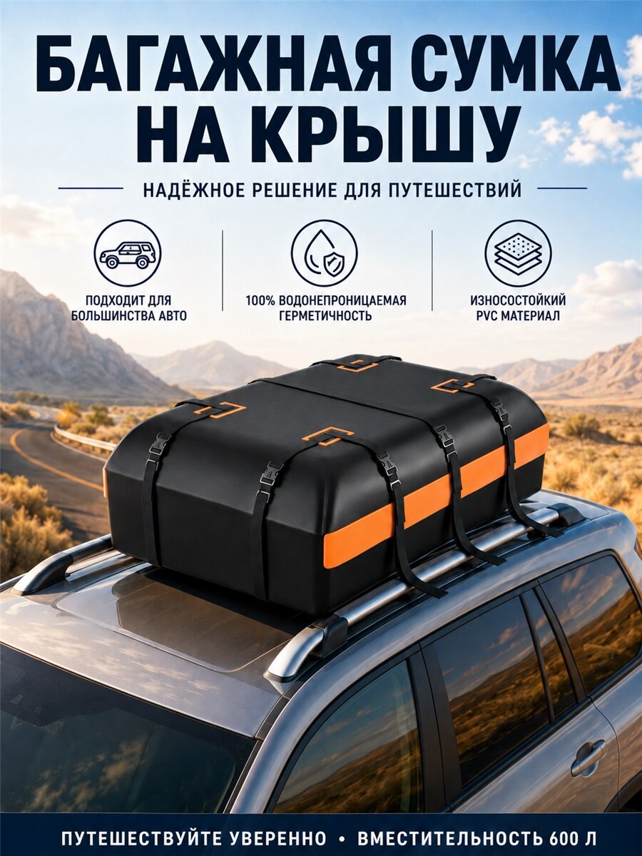 Багажная сумка на крыше автомобиля, полностью водонепроницаемая, подходит для большинства автомобилей для использования во время путешествий