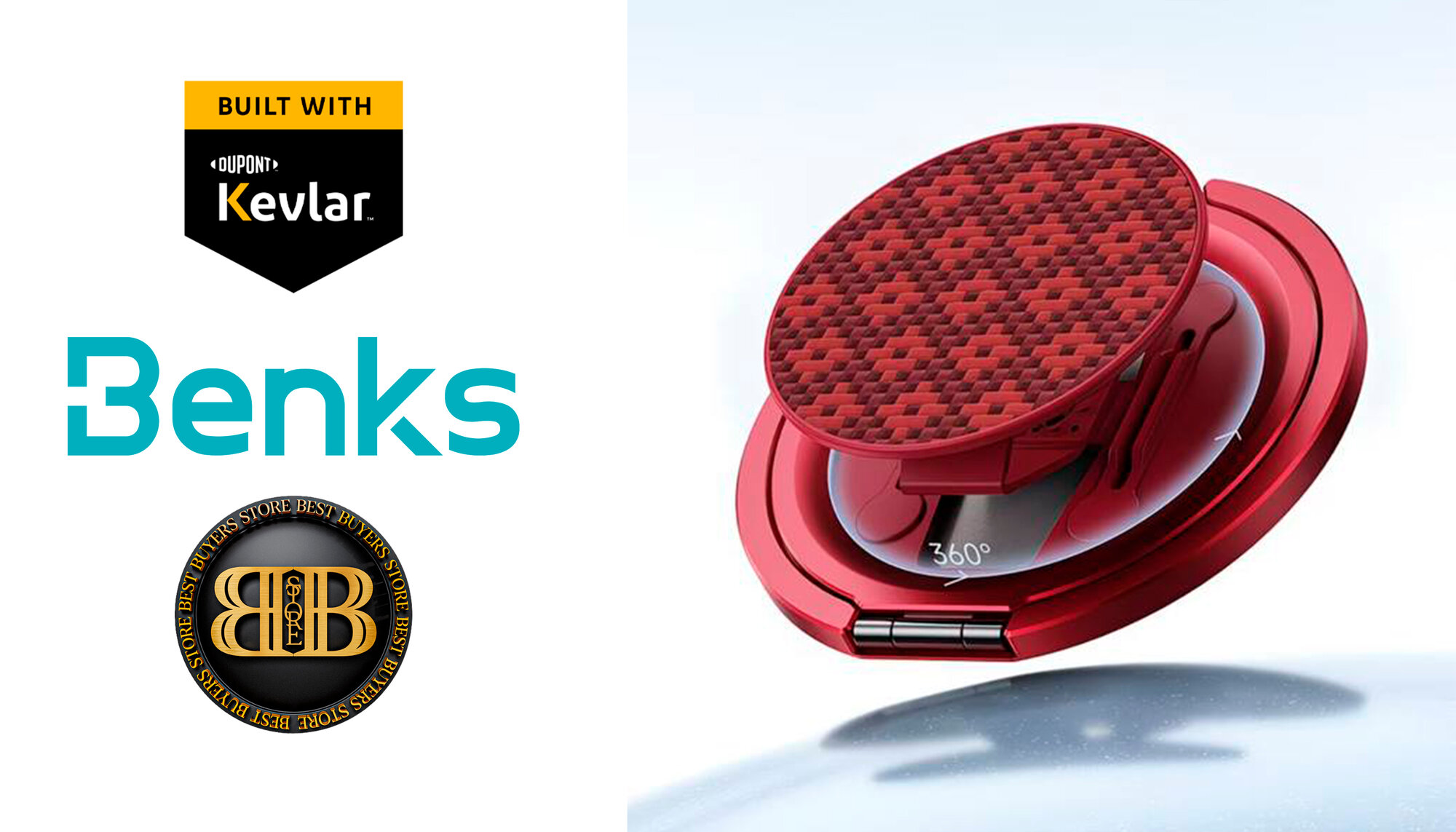 Магнитное кольцо/подставка Benks ArmorPop Aramid Fiber ArmorGrid (MagSafe), цвет красный (Red )