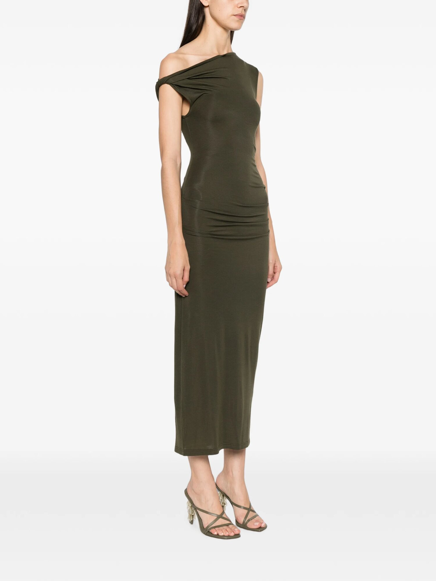 Платье PATRIZIA PEPE Asymmetric draped midi dress, размер 34 — фото 1