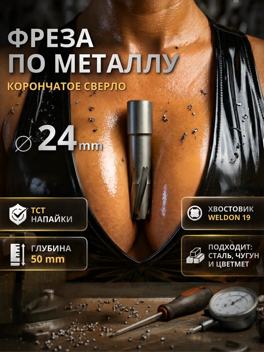 Фреза по металлу корончатое Сверло 24 мм TC HSS Weldon 19