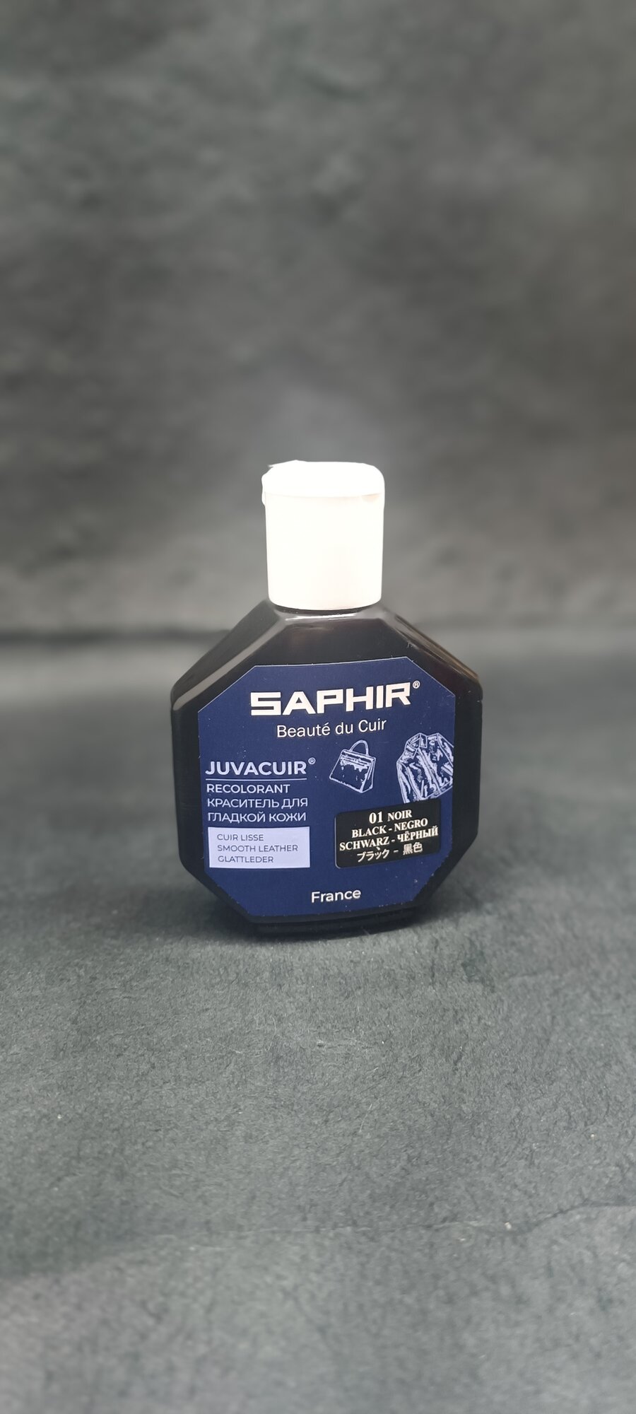 Крем-краситель Saphir Juvacuir для восстановления цвета и верхнего слоя гладких видов кож 75 мл, цвет 01 черный