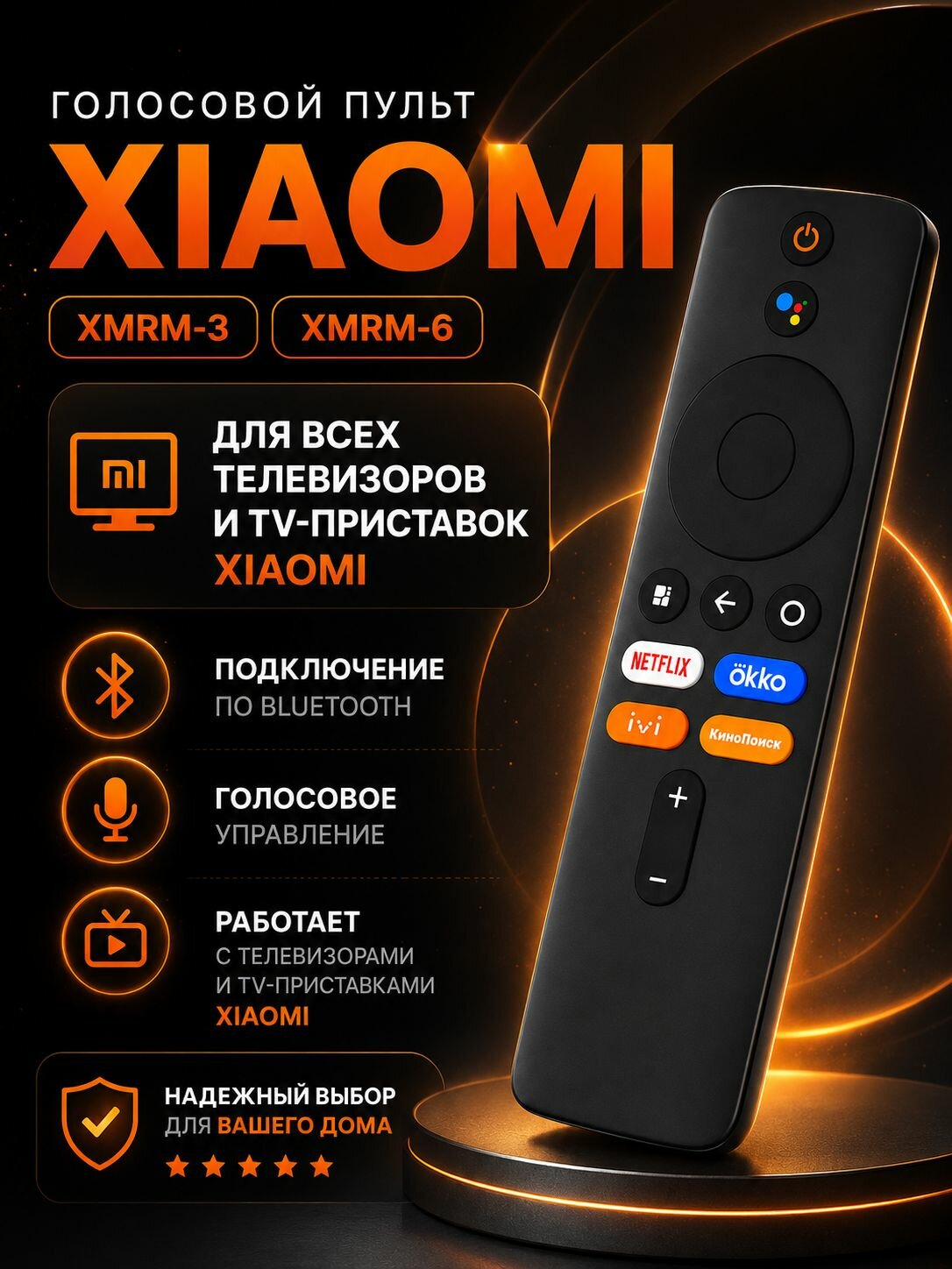 Голосовой пульт XMRM-M3 для телевизоров Xiaomi Smart TV, TV Box, TV Stick, Bluetooth голосовое управление беспроводной для приставок