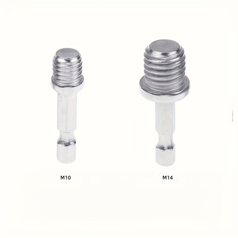 Переходники с шестигранным хвостовиком M10 и M14, 2 шт, для полировальных дисков и сверл, 1/4" переходной стержень, для деревообработки, камнеобработки и электрогаечных ключей