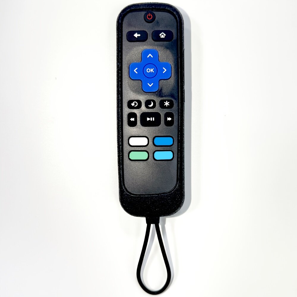 Чехол-накладка для пульта Roku TV Streaming Stick, светящийся в темноте, универсальный, с ремешком, черный