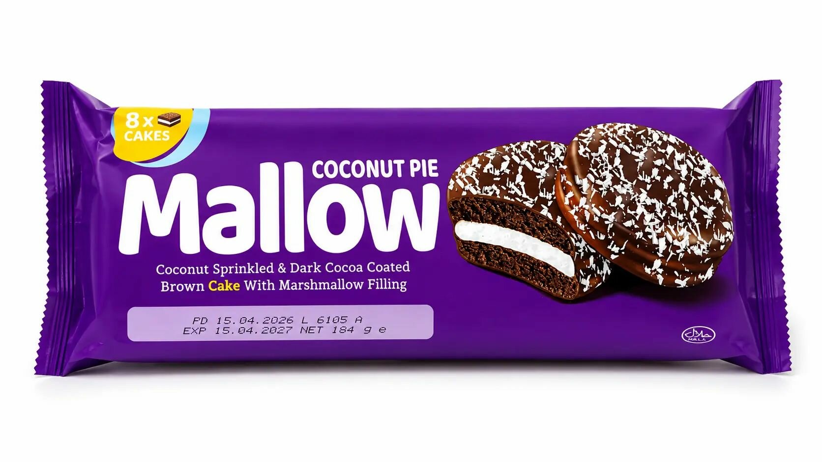 Кекс Mallow Pie в Молочном Шоколаде с кокосом и Маршмеллоу, 184 гр