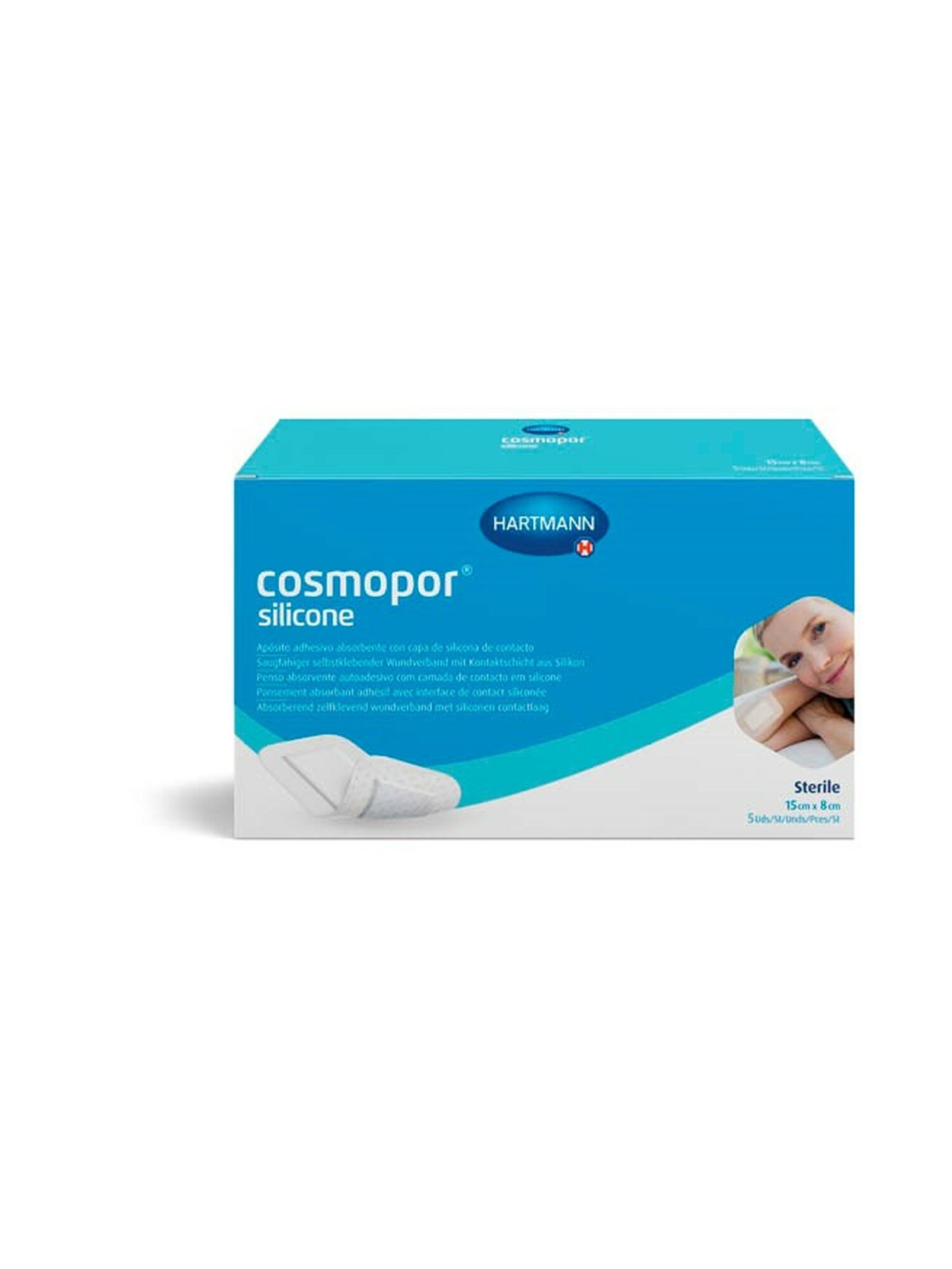 Повязка пластырного типа впитывающая С контактным слоем из силикона COSMOPOR SILICONE/космопор силикон 15Х8СМ N5