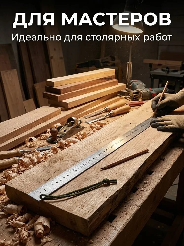 Стальная измерительная линейка 50 см с гравированной шкалой, прочная жесткая модель для строительства, мастерской и офиса