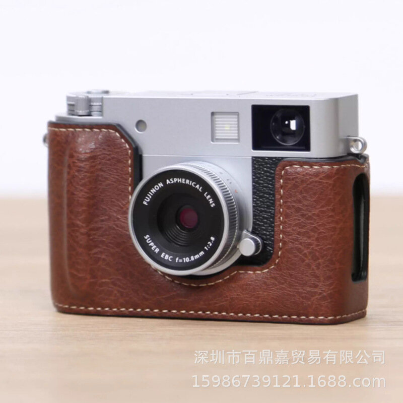 Кожух-футляр MyPads из качественной импортной кожи для фотоаппарата Fujifilm X half, коричневого цвета MyPads